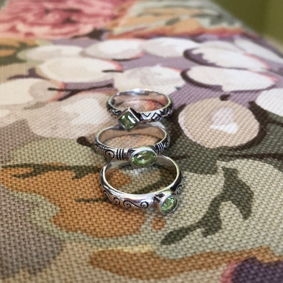 Brighton | Jewelry | Brighton Stacking Rings W Peridot Stones | Poshmark